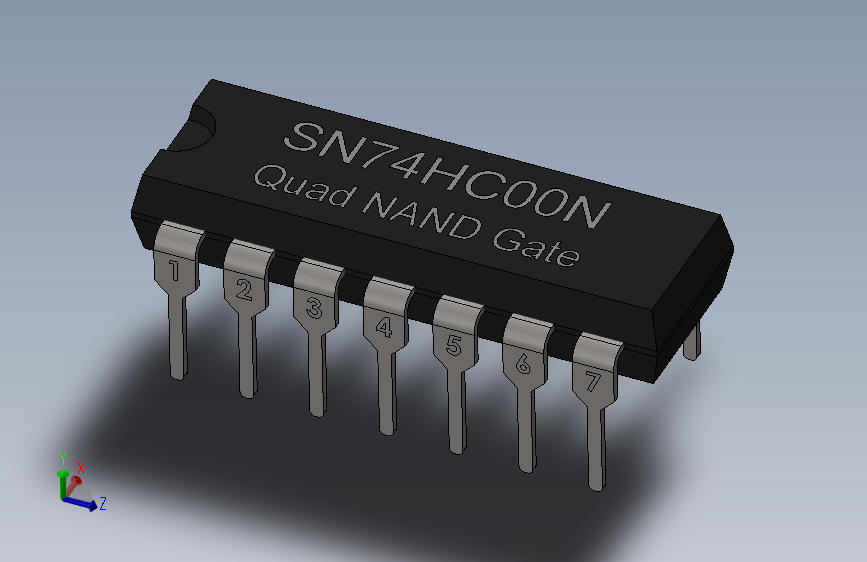 IC元器件-SN74HC00N Quad NAND Gate_SOLIDWORKS_模型图纸下载 – 懒石网