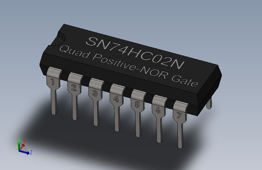 IC元器件-SN74HC02N Quad Positive-NOR Gate_SOLIDWORKS_模型图纸下载 – 懒石网