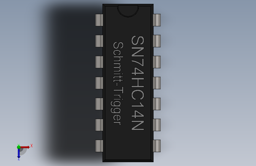 IC元器件-SN74HC14N Schmitt-Trigger_SOLIDWORKS_模型图纸下载 – 懒石网