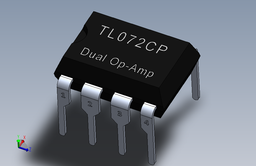 IC元器件-TL072CP Dual Op-Amp_SOLIDWORKS_模型图纸下载 – 懒石网