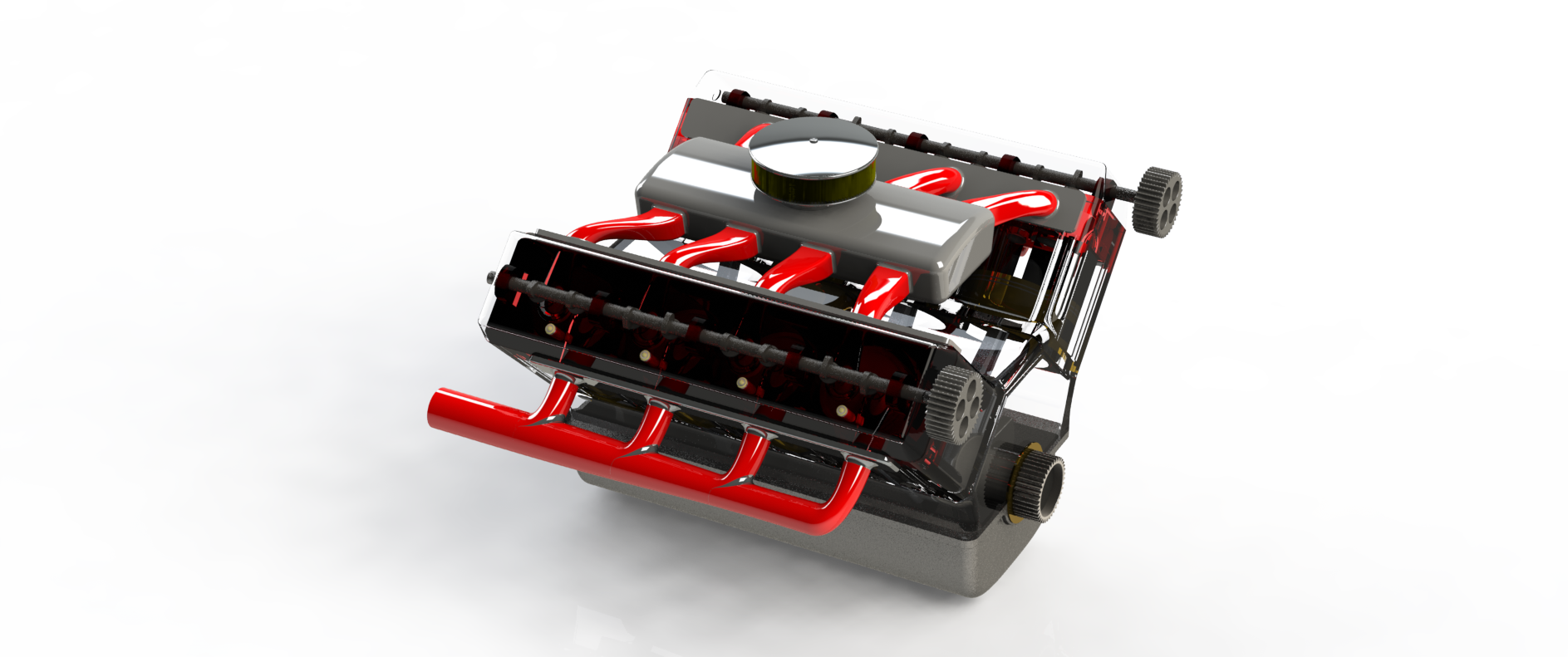 V8发动机总成_SOLIDWORKS 2022_模型图纸下载 – 懒石网