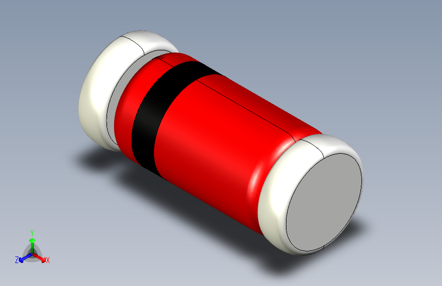 用于二极管或齐纳二极管的MiniMELF或DO-213AA SMD外壳，3.7-D1.6 mm_STEP_模型图纸下载 – 懒石网