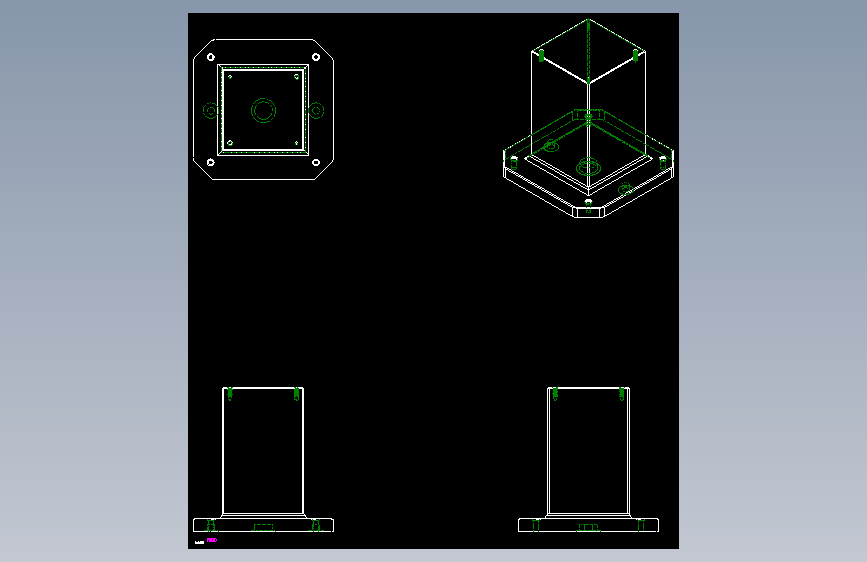四面基座1908-2D多系列多零件图纸模型_AotuCAD dxf_模型图纸下载 – 懒石网