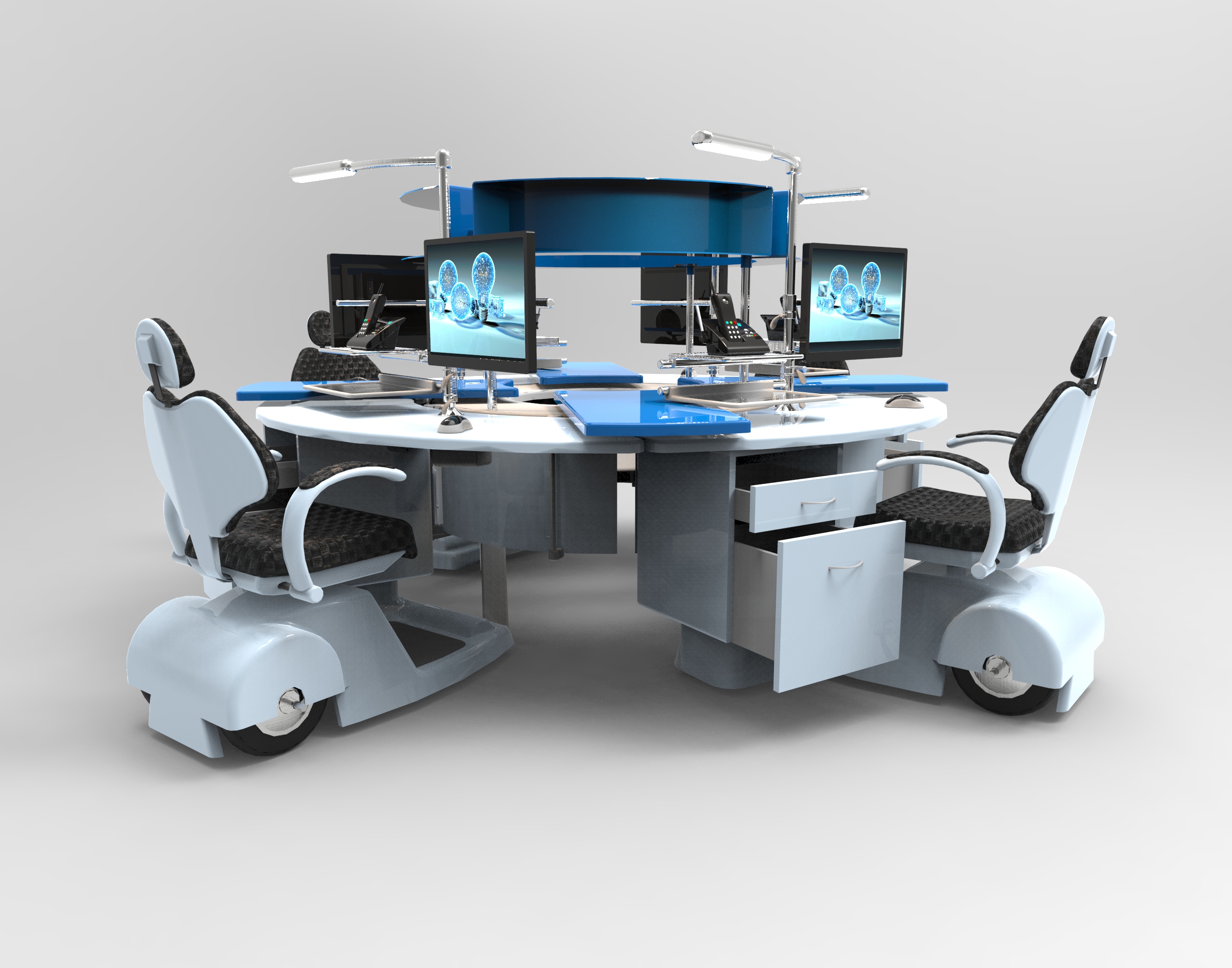 环形工作台办公桌模型3D图纸 STP x_t格式_Parasolid_模型图纸下载 – 懒石网