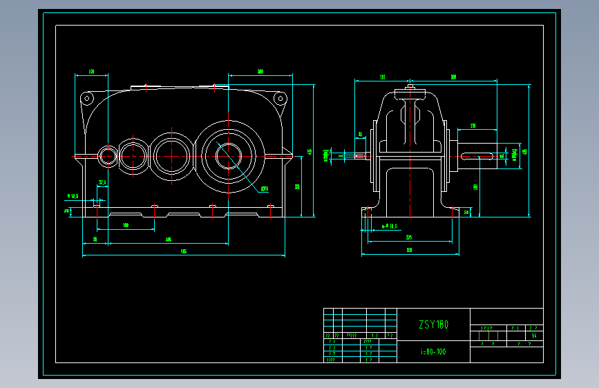 ZSY型三级平行轴硬齿面减速机外形尺寸系列图_AutoCAD_模型图纸下载 – 懒石网
