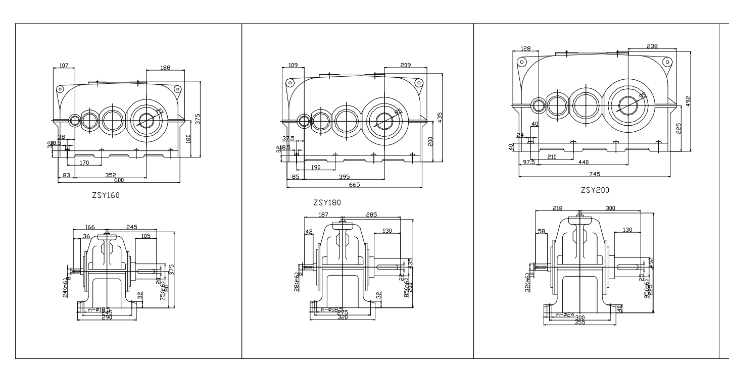 M6327-ZSY减速器全套外形图_AutoCAD_模型图纸下载 – 懒石网