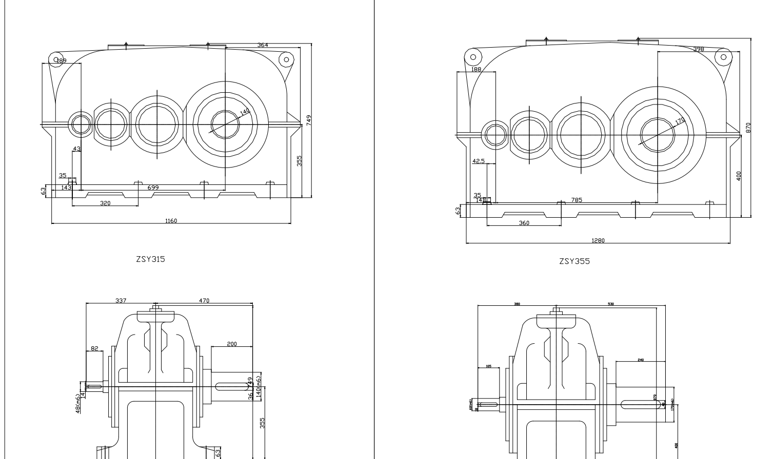 M6327-ZSY减速器全套外形图_AutoCAD_模型图纸下载 – 懒石网