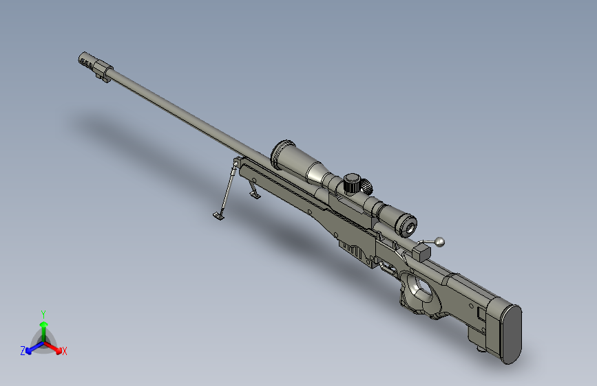 AWM狙击枪_STEP _模型图纸下载 – 懒石网