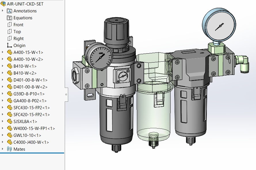 Regulator调节器组件（CKD.JP） STEP_SOLIDWORKS 2016_模型图纸下载 – 懒石网