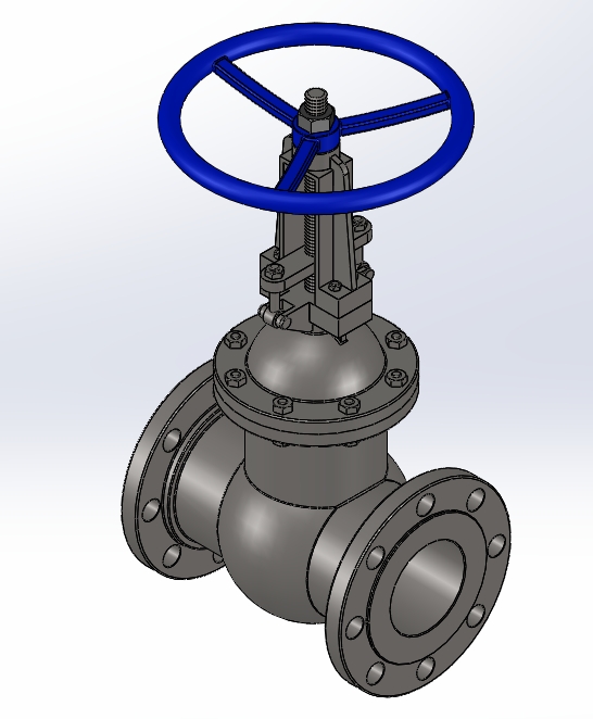 法兰闸阀 Z41W型 42款_SOLIDWORKS 2020_模型图纸下载 – 懒石网