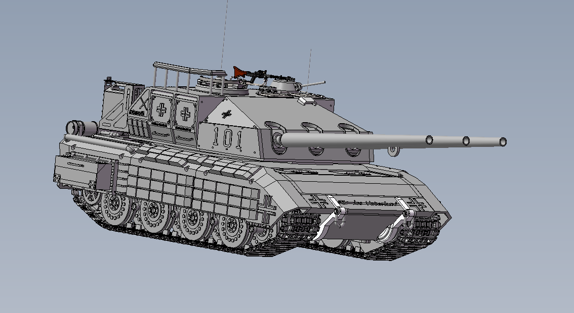 E100 坦克模型_SOLIDWORKS 2018_模型图纸下载 – 懒石网