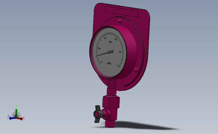1MPA测压旋钮开关表_SOLIDWORKS 2014_模型图纸下载 – 懒石网