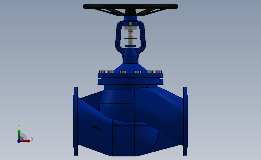 DN200截止阀_SOLIDWORKS 2016_模型图纸下载 – 懒石网