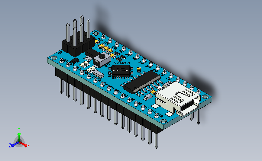 Arduino Nano R3开发板精确模型_STEP_模型图纸下载 – 懒石网