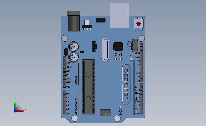 Arduino Uno 板开发板_SOLIDWORKS 2018_模型图纸下载 – 懒石网