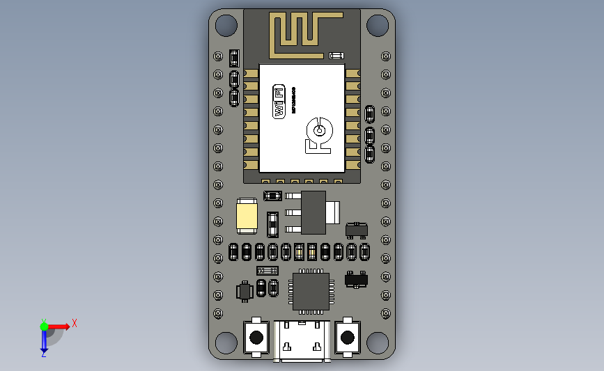 ESP8266 NodeMCU 微控制板_STEP_模型图纸下载 – 懒石网