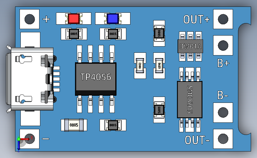 TP4056 IC锂离子电池充电器模块_SOLIDWORKS 2021_模型图纸下载 – 懒石网