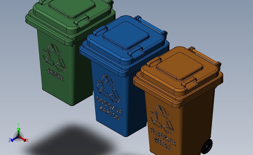 城市垃圾桶 Solidworks 2020 模型图纸下载 懒石网