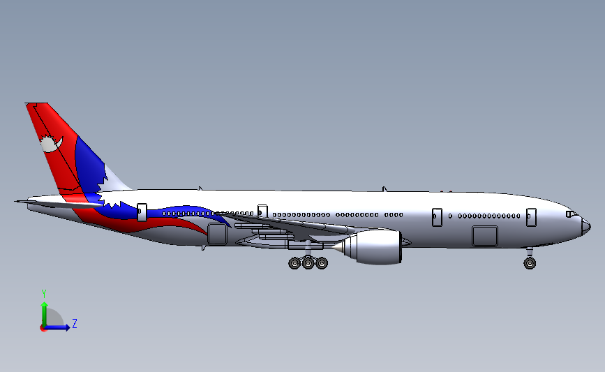 boeing-777-200er波音777-200ER书方法喷气客机_SOLIDWORKS 2020_模型图纸下载 – 懒石网