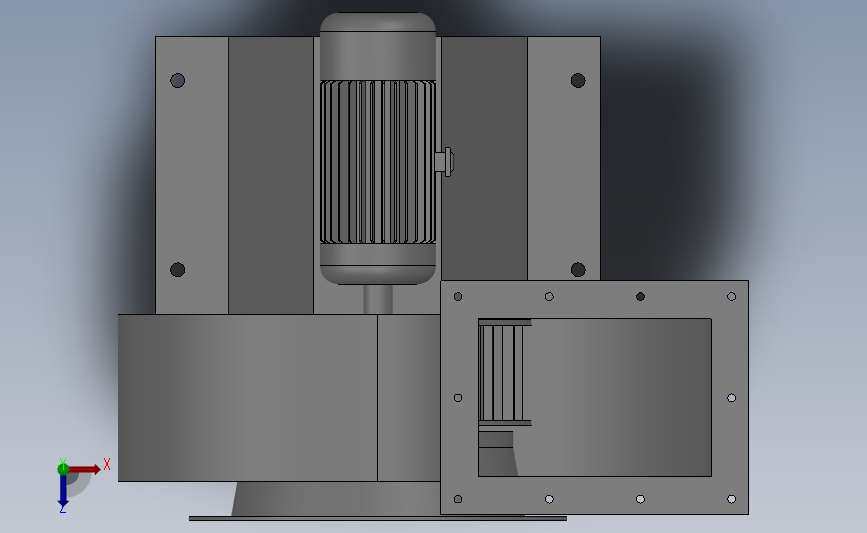 CF系列多翼式离心通风机[CF(A)系列-3A-90°-右旋-380-0.75]_SOLIDWORKS 2018_模型图纸下载 – 懒石网