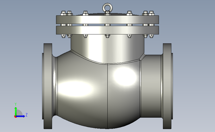 H44H-W-Y-25 旋启式止回阀[200]_STEP_模型图纸下载 – 懒石网