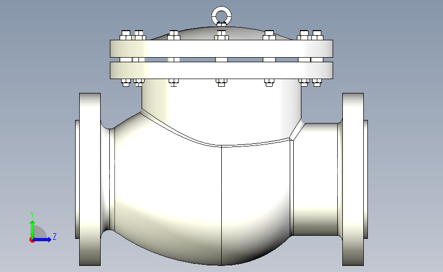 H44H-W-Y-64 旋启式止回阀[125]_STEP_模型图纸下载 – 懒石网