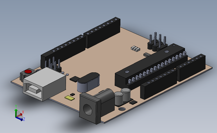 arduino开发板1_SOLIDWORKS 2018_模型图纸下载 – 懒石网