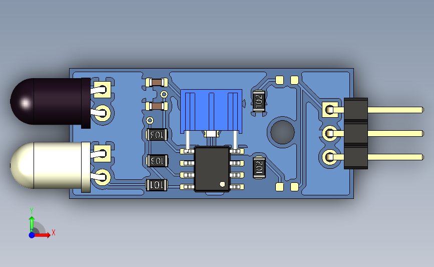 Arduino 红外传感器模组_STEP_模型图纸下载 – 懒石网