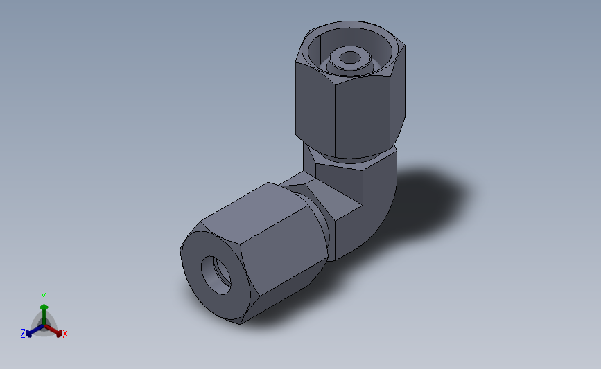 2C9 2D9 外螺纹内螺纹转卡套换接头90° 弯[2C9-12-RN]_SOLIDWORKS 2018_模型图纸下载 – 懒石网