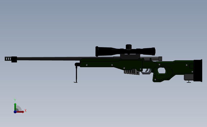 AWM狙击枪_SOLIDWORKS 2014_模型图纸下载 – 懒石网