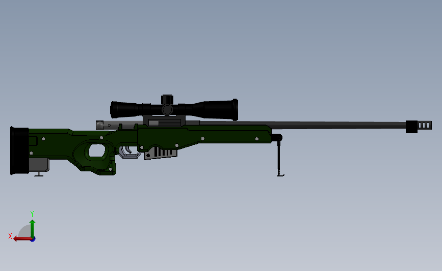 AWM狙击枪_SOLIDWORKS 2014_模型图纸下载 – 懒石网