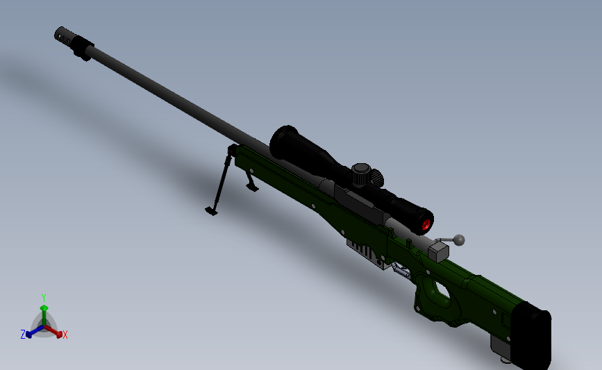 AWM狙击枪_SOLIDWORKS 2014_模型图纸下载 – 懒石网