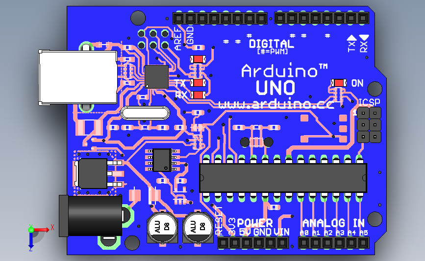 Arduino UNO 电路板模型_SOLIDWORKS 2012_模型图纸下载 – 懒石网