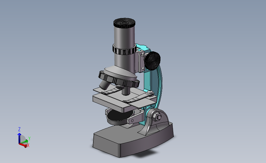 实验显微镜结构模型_SOLIDWORKS 2018_模型图纸下载 – 懒石网