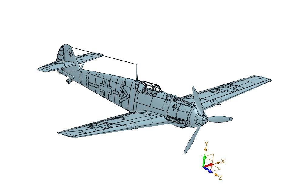 二战德军王牌梅塞施米特BF-109战斗机_STEP_模型图纸下载 – 懒石网