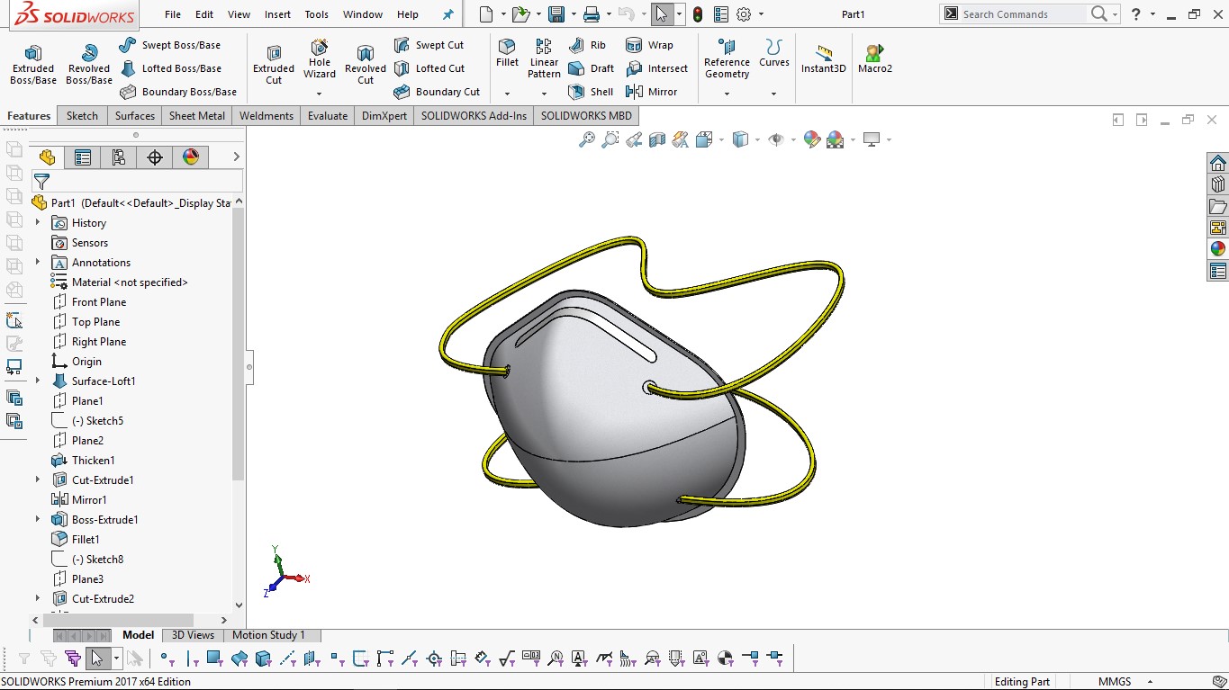 N95口罩模型3D图纸_STEP_模型图纸下载 – 懒石网