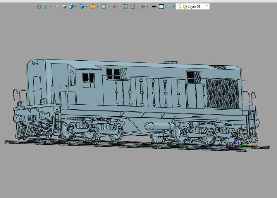 印度铁路WDM内燃机车火车_STEP_模型图纸下载 – 懒石网