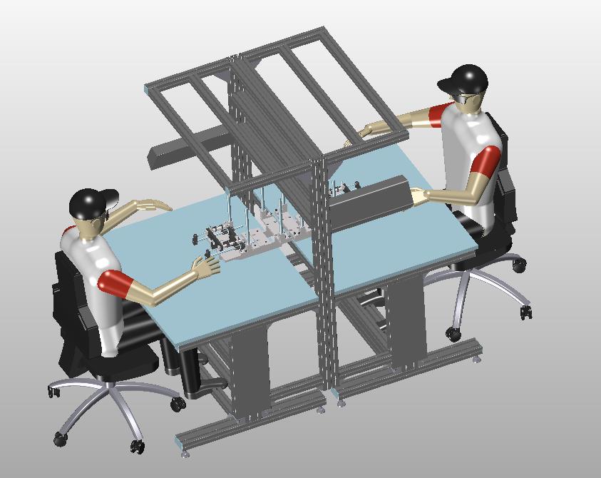 员工坐式装配台作业台铝合金_STEP_模型图纸下载 – 懒石网