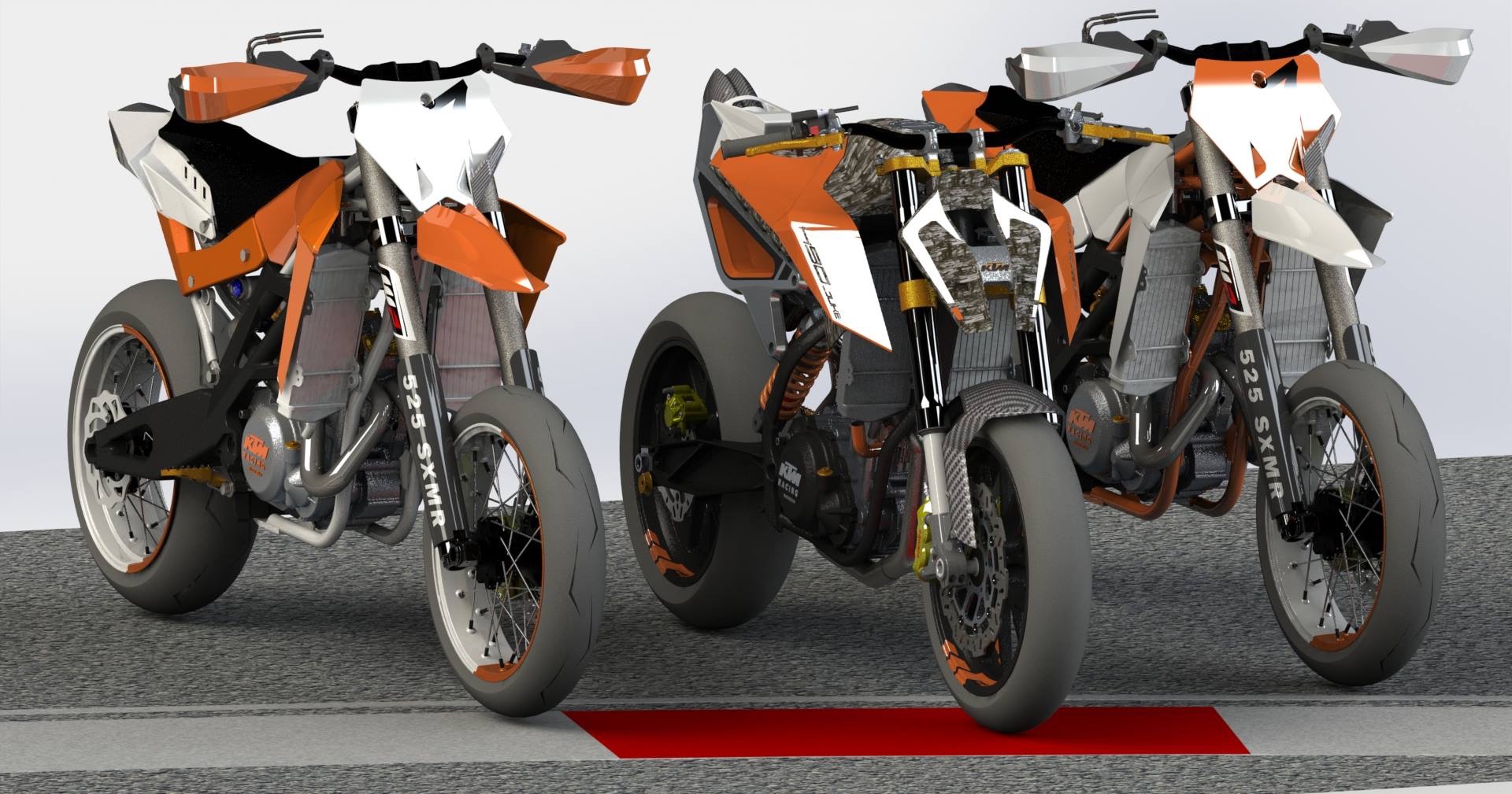 摩托车-KTM 490 公爵_SOLIDWORKS 2017_模型图纸下载 – 懒石网