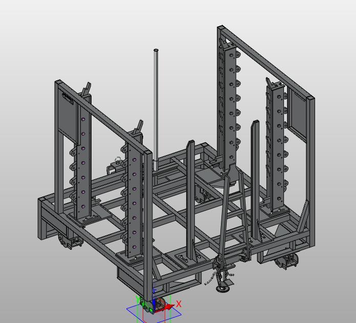 玻璃堆叠自动翻转运输料架 Solidworks 2016 模型图纸下载 懒石网