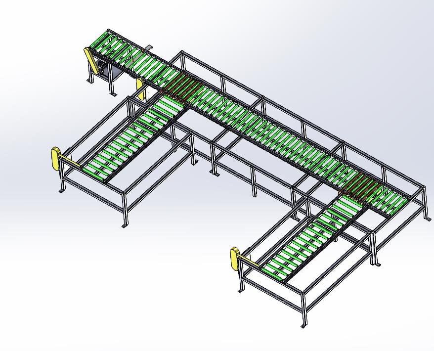 带横移移栽分流的滚筒线 Solidworks 2020 模型图纸下载 懒石网