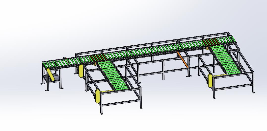 带横移移栽分流的滚筒线 Solidworks 2020 模型图纸下载 懒石网