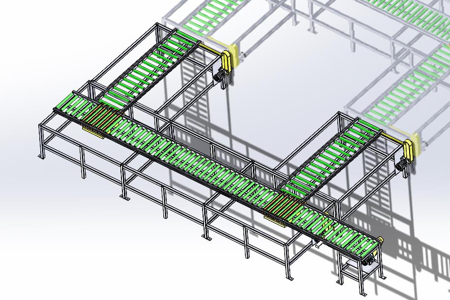 带横移移栽分流的滚筒线 Solidworks 2020 模型图纸下载 懒石网