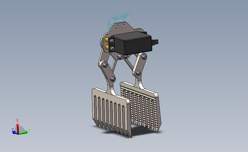 伺服齿轮连杆抓手 Solidworks 2018 模型图纸下载 懒石网