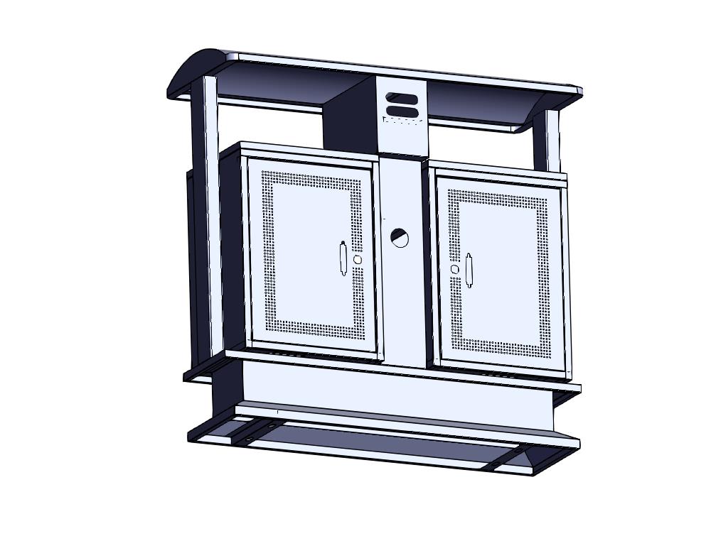 户外街边公路旁垃圾收集点_SOLIDWORKS 2012_模型图纸下载 – 懒石网