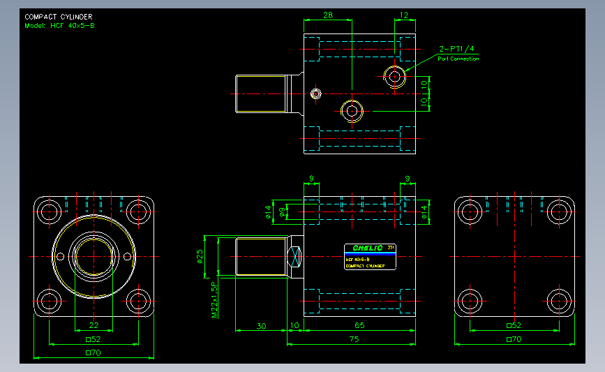 气立可CHELIC气动元件2D-HCF40x5-B_AutoCAD 2000_模型图纸下载 – 懒石网