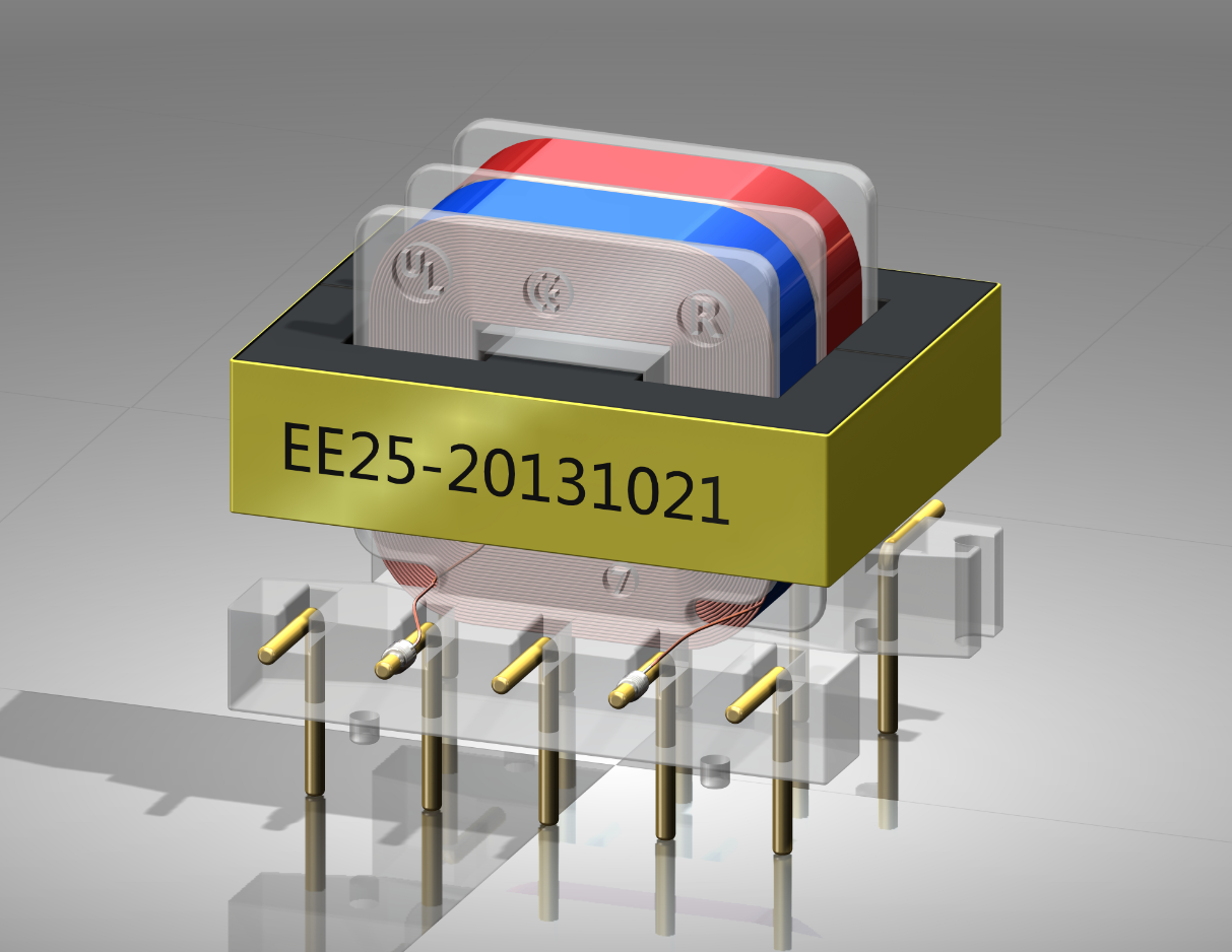 EE25磁芯变压器_SOLIDWORKS 2014_模型图纸下载 – 懒石网