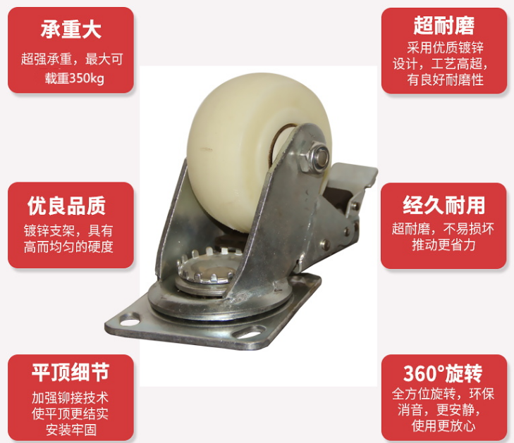 两种4寸工业重型万向尼龙脚轮(万向轮) Solidworks 2019 模型图纸下载 懒石网