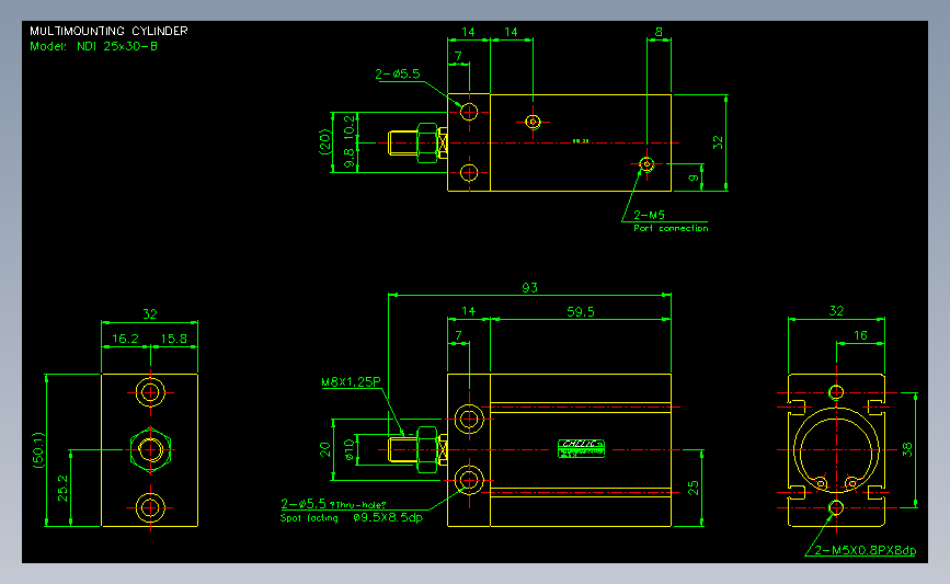 气立可CHELIC气动元件2D-NDI25x30-B_AutoCAD 2000_模型图纸下载 – 懒石网
