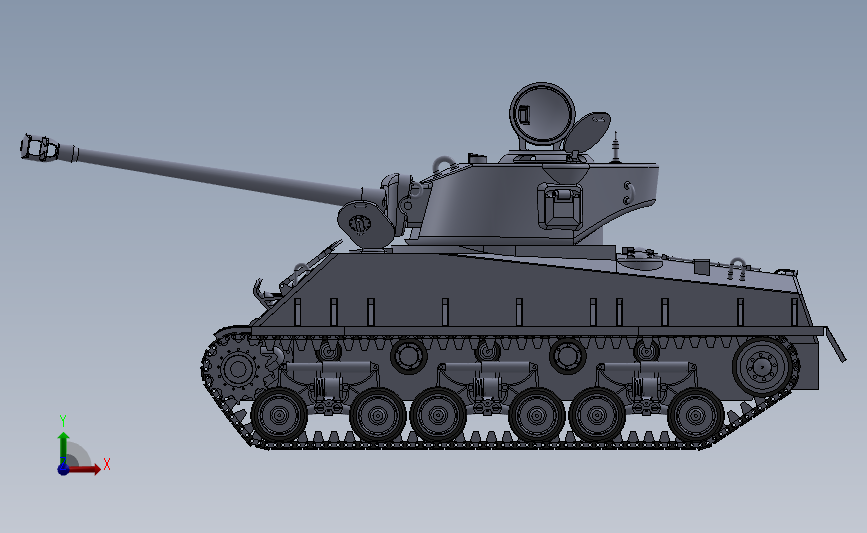 坦克模型M4A3E8_SOLIDWORKS 2016_模型图纸下载 – 懒石网